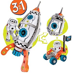 Bloco Toys 3 In 1 Galactic Mission | STEM Toy | Astronaut Spacecraft, Shuttle Rocket | DIY Building Construction Set (210 Pieces)