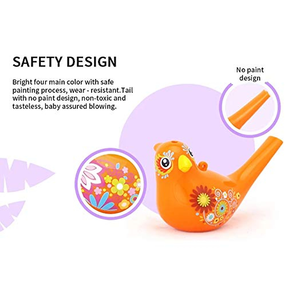 Tovip 1Pcs Coloured Drawing Water Bird Whistle Bathtime Musical Toy for Kids Early Learning Educational Children Gift Toy Musical Instrument