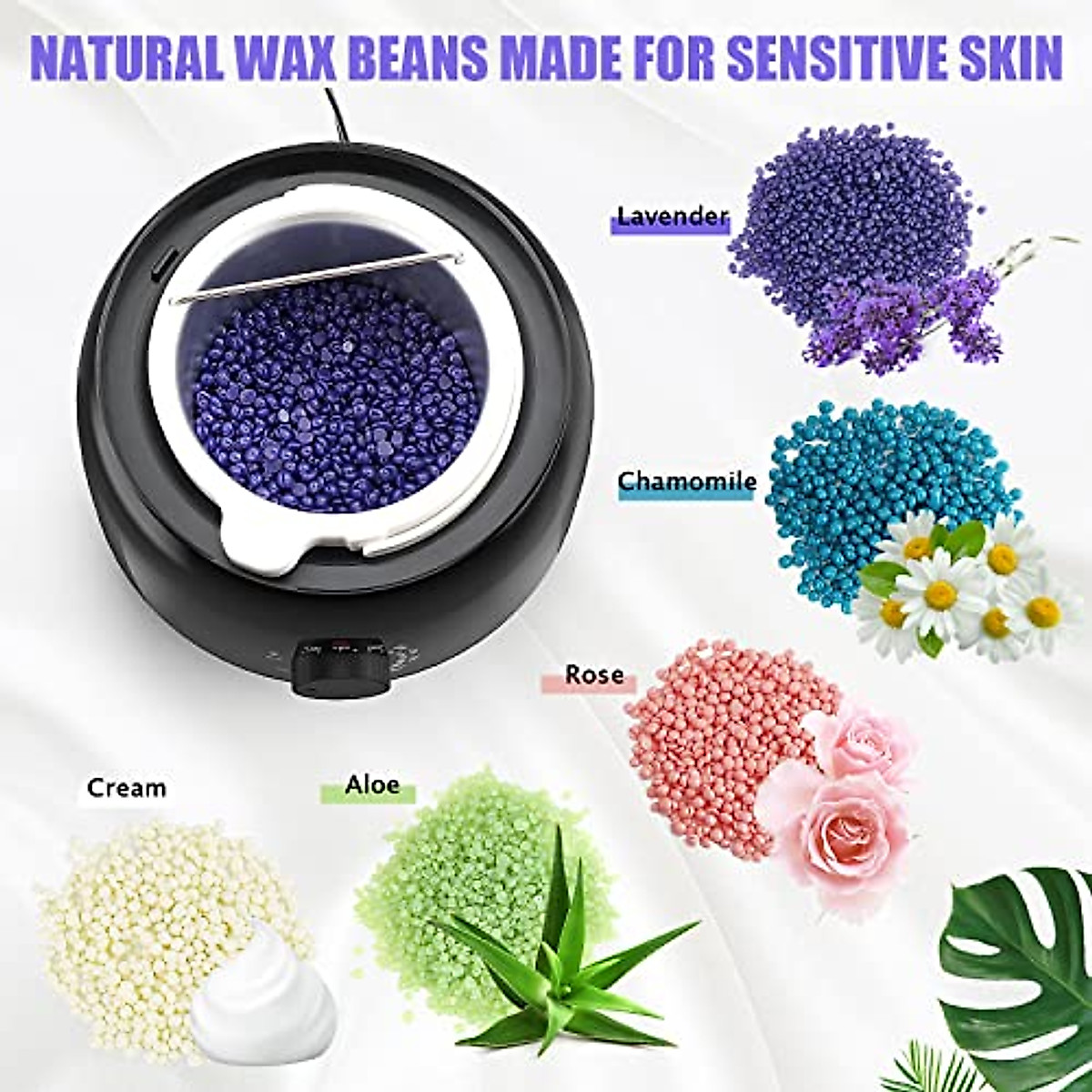 Waxing Kit - TIKESI Wax Warmer for Hair Removal, Hard Wax Kit with 14.1oz 5 Bags Hard Wax Beans for Full Body, Legs, Face, Eyebrows, Bikini, Brazilian Waxing Kit for Women Men