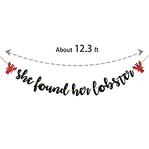Halawawa Black Glitter She Found Her Lobster Banner - Bridal Shower/Bachelorette/Naughty Wedding/Engagement Party Decorations - Funny Friends Theme Bachelorette, Bridal Shower Party Decor