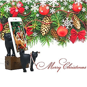 ElecNova Desktop Cell Phone Holder-Resin 2 Black Cats Smartphone Stand Mount Dock for All Smartphone, ipad, Tablet Home Decor Ideal Gift