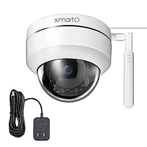 xmartO 2K HD Dome PTZ Wireless Security Camera with Auto Tracking and Audio, Indoor/Outdoor WiFi Surveillance Camera Works standalone or with NVR, Record to SD Card, NVR or Cloud Storage