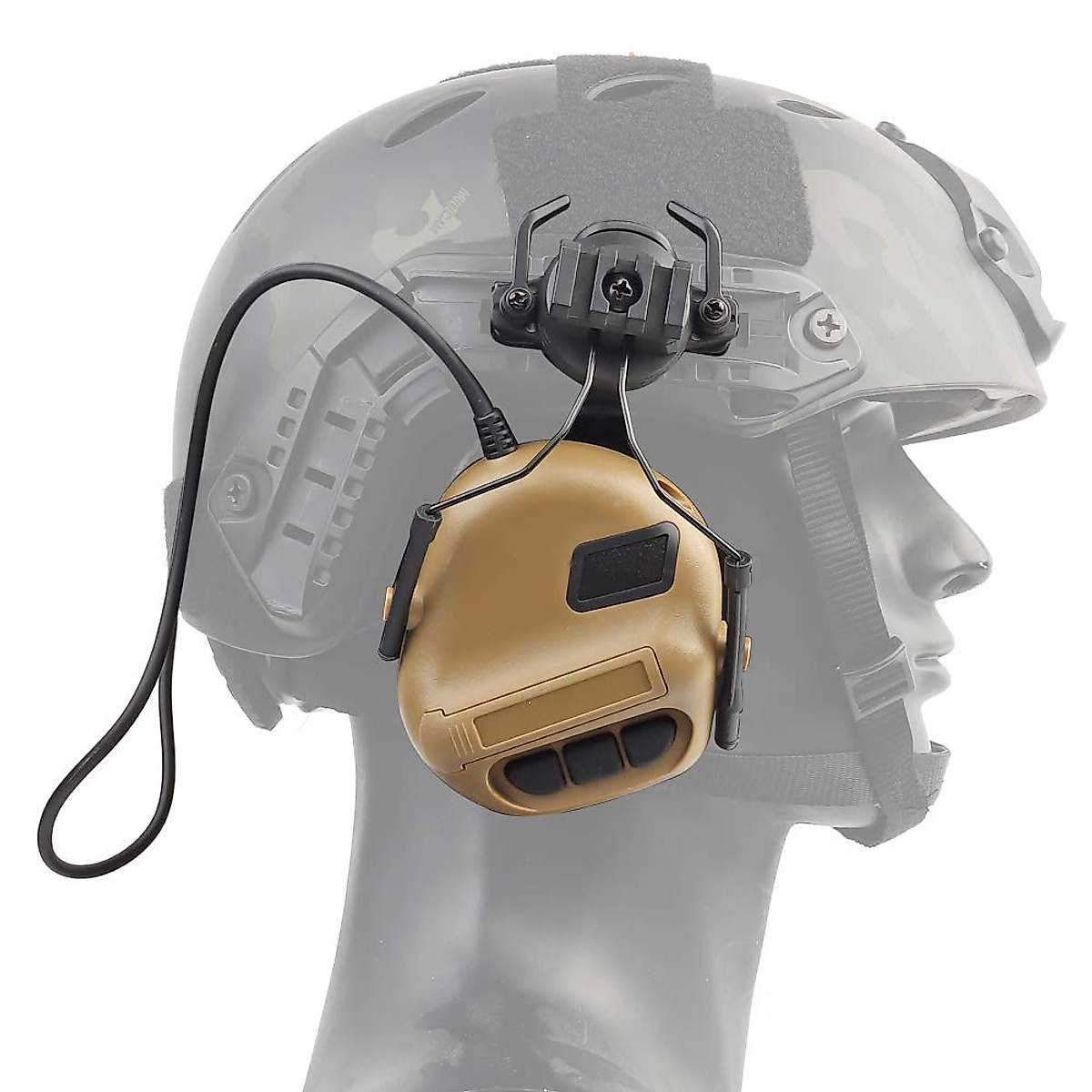 ATAIRSOFT Tactical Headset Unlimited Power Intercom with Microphone Waterproof Hunting Shooting Headphones Earmuff No Noise Reduction Function (Tan)