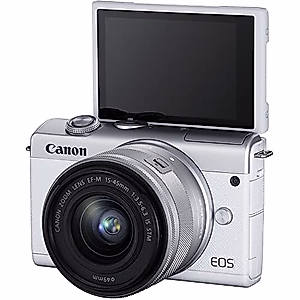Canon EOS M200 Mirrorless Digital Camera with 15-45mm Lens (White) (3700C009) + 64GB Card + Case + Filter Kit + Photo Software + LPE12 Battery + Charger + Card Reader + More (Renewed)