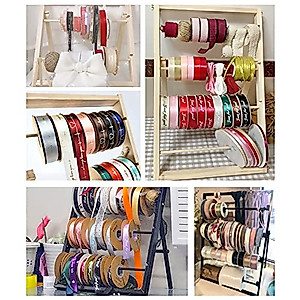 LSMKKA Ribbon Racks for Craft Room, Vinyl Roll Holder Organizer for Holding Wrapping Paper Spool Scarf, Wooden Desktop Display Stand with Removable Rod (Size : 1 Tier 40x17cm)