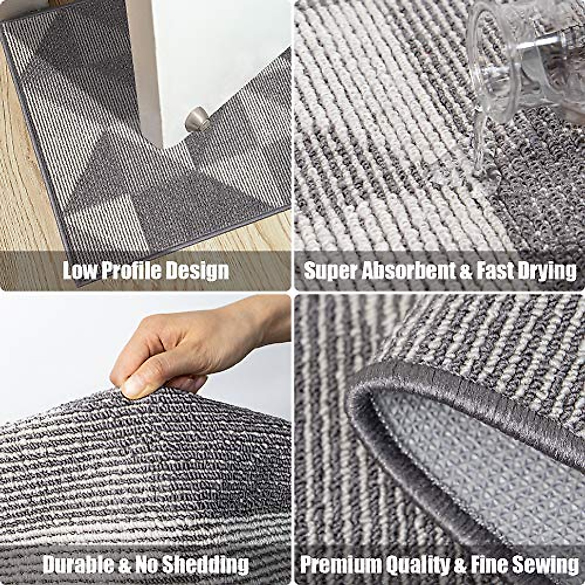 Indoor Doormat 32"x 48", Absorbent Front Back Door Mat Floor Mats, Rubber Backing Non Slip Door Mats Inside Mud Dirt Trapper Entrance Front Door Rug Carpet, Machine Washable Low Profile-Grey Geome