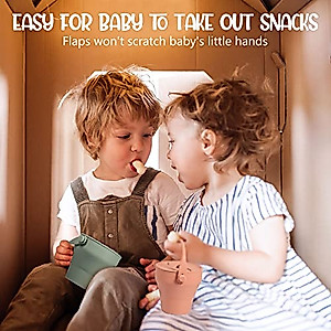 Toddler Snack Containers Toddler Cups Collapsible Cup Toddler Cups Spill Proof Toddler Snack Cups Baby Silicone Snack Cup No Spill Bowls for Toddlers Infant Snack Container (Red, Gray Green, 2)