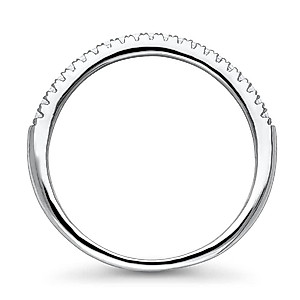 BERRICLE Sterling Silver Wedding Rings Micro Pave Set Cubic Zirconia CZ Half Eternity Ring for Women, Rhodium Plated Size 6
