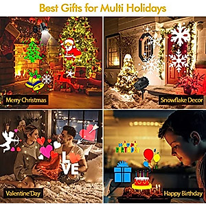 EcoGuru Christmas Projector Lights Outdoor, LED Christmas Light Projector Upgraded IP65 Waterproof 12 HD Effects Holiday Projection Lights Outdoor for Xmas Birthday Party Holiday, Spike/Ground