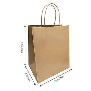 Paper Bags with Handles 50 Count 10x6.75x12 Inches Kraft Paper Bags for Wedding bags, Gift bags, Food bags, Shopping bags, Grocery bags, Storage bags, Lunch bags, Take away bags, Retail bags and More, Reusable, Eco-friendly and Sustainable 1072B 50C