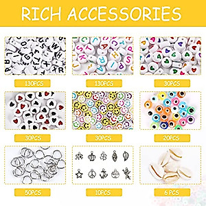QUEFE 9000pcs 4mm Glass Seed Beads for Bracelet Making Kit, 60 Colors Tiny Beads with 420pcs Letter, Heart and Evil Eye Beads for Bracelets Necklace Ring Making, DIY, Art and Craft Gifts