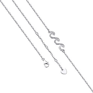 YZSFMZGE Ocean Beach Wave Anklet/Bracelet for Women 925 Sterling Silver Adjustable Cubic Zirconia Wave Ankle Large Bracelet Hypoallergenic Dainty Wave Jewelry Gift for Women Girls