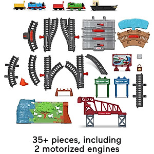 Thomas & Friends Toy Train Set Talking Thomas and Percy Motorized Engines with Track for Preschool Kids Ages 3+ Years (Amazon Exclusive)