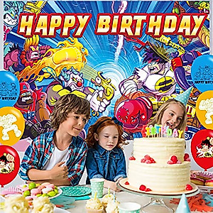 Akedo Ultimate Backdrop Birthday Banner for The Arcade Warriors Birthday Party Supplies Cartoon Akedo Ultimate Photograph Background Photo Booth 5x3ft Orange