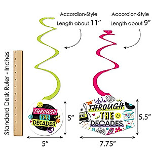 Big Dot of Happiness Through the Decades - 50s, 60s, 70s, 80s, and 90s Party Hanging Decor - Party Decoration Swirls - Set of 40