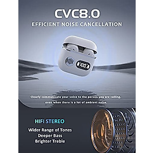 Wireless Earbuds Bluetooth 5.2 True Wireless Headphones,in-Ear Earphones,HiFi Stereo Touch Control, ENC Noise Cancelling Ear Buds with Microphone, audifonos inalambricos