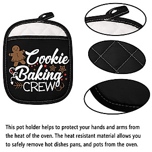 Cookie Baking Crew Oven Mitt Potholder Christmas Cookies Holiday Baking Team Gift (Cookie Baking Crew Black)
