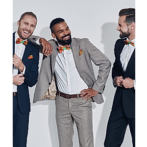 Vittorio Farina Premium African Kente Pre-Tied Bow Ties & Pocket Square Set for Men (Kente #1)