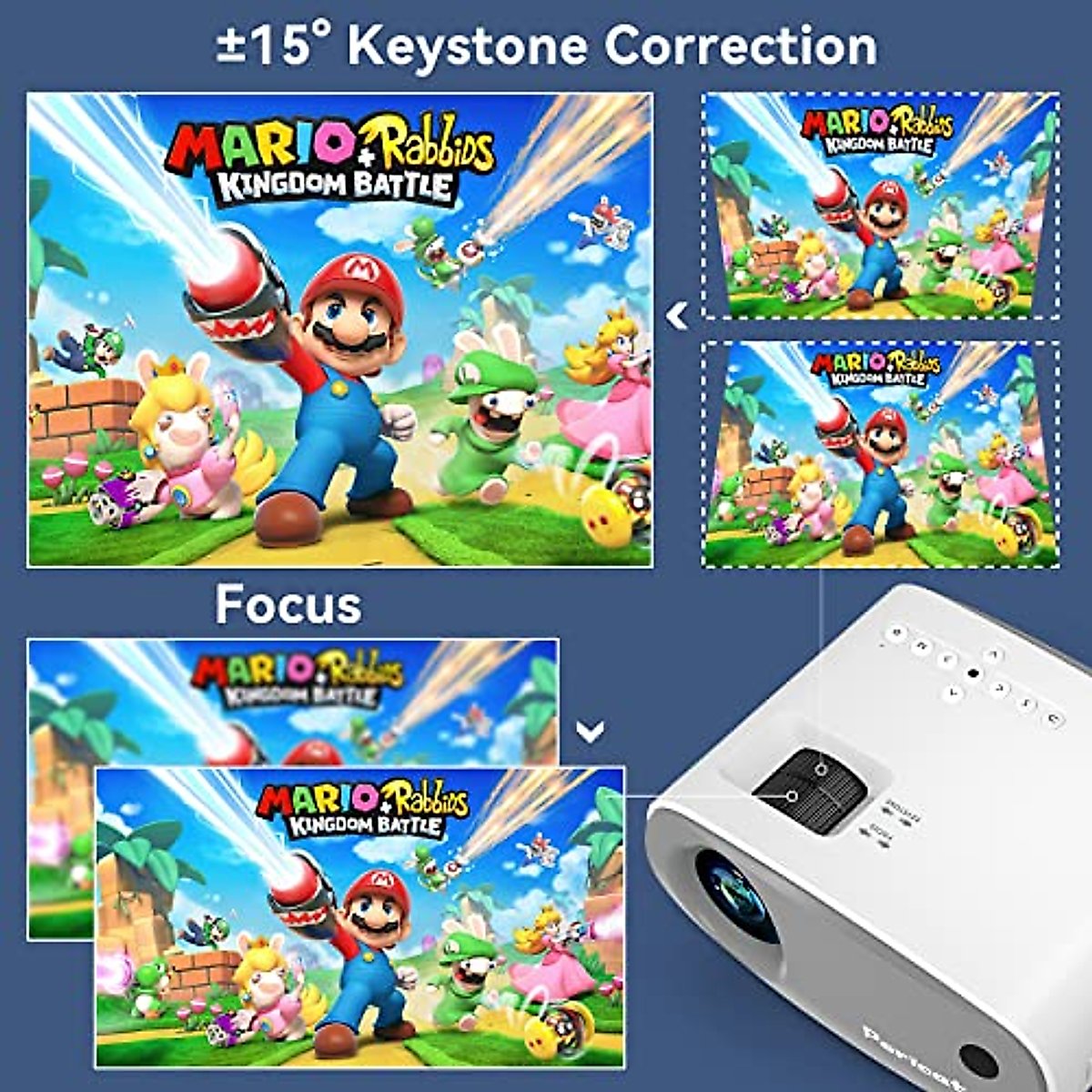Projector with WiFi and Bluetooth, 5G WiFi Mini Projector, Native1080P Portable Outdoor Projector with Remote Control, 9000L Movie Projector Compatible with Smartphone/TV Stick/PS4/Laptop/Switch