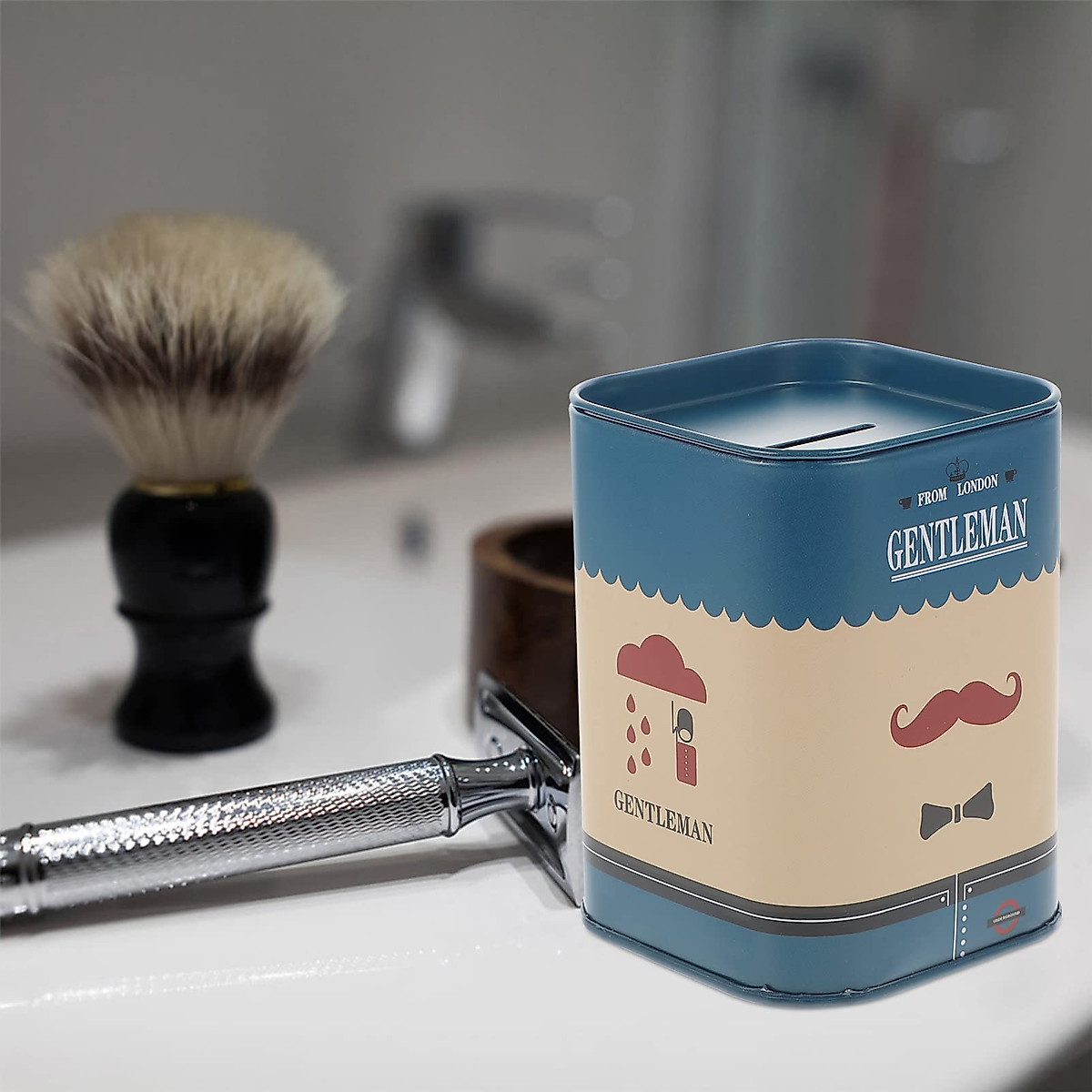 Beaupretty Razor Disposal Case Stainless Steel Safety Razor Disposer Razor Bank Storage Container for Safety Razor Storagement Blue