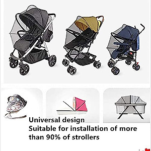 Mosquito Netting for Stroller, Encrypted Stroller Mosquito Net Full Cover, Stretchable Netting Breathable Folding Dual-Use Zipper Mesh Mosquito Net for Baby Car seat Cover (Black), XLXQ012