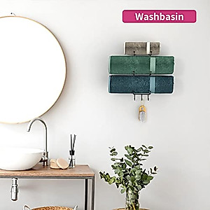 NPPLUS Largest Towel Rack for Bathroom, Towel Holder Wall Mounted with 3 Hooks for Hanging Towel Storage, Towel Organizer, Hand Towel Holder (Black)