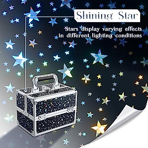 Joligrace Makeup Train Case Portable Cosmetic Box 2 Trays with Mirror Lockable for Makeup Nail Tech and Beauticians Traveling Makeup Storage Organizer - Black Star