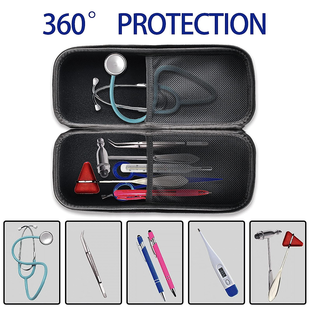 Personalized Stethoscope Case Custom Name Lightweight Hard Travel Case Organizer with Mesh Pocket for Nurse Accessories Customized Nurses Week Gift for Nurse Doctor Medical Assistant