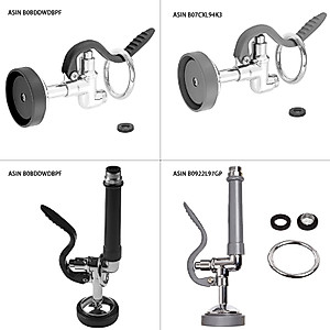 JZBRAIN Pre-Rinse Spray Valve Commercial Sink Sprayer 1.42 GPM High Pressure for Commercial Kitchen Faucet Replacement Head (Polished Chrome) - Black