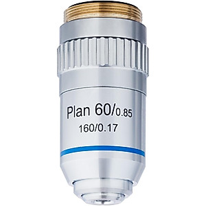 AmScope 60X Plan Achromatic Objective Lens with Knurled Ring
