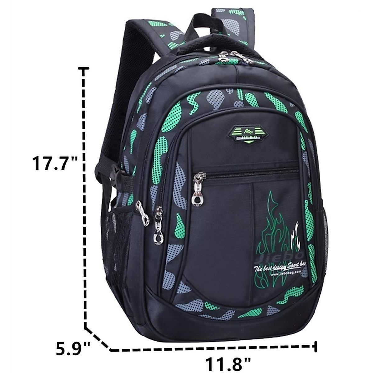 AIPEN Backpack for Boy Student Kid Waterproof Durable Elementary Middle Casual Bookbag, B-green, One_Size
