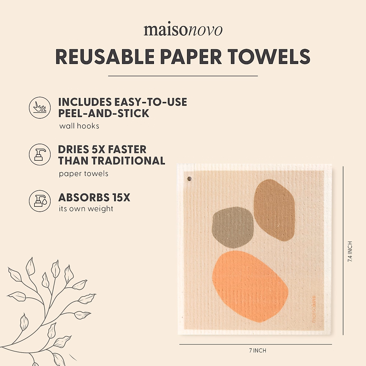 MAISONOVO Swedish Dishcloths | Swedish Dish Towels - Modern Pack of 4 | Reusable Paper Towels | Reusable Dishcloths | Swedish Dishcloths for Kitchen