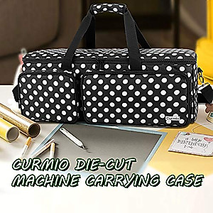 CURMIO Carrying Case Compatible with Cricut Explore Air 2, Cricut Maker, Silhouette Cameo 4 and Cameo 3, Travel Storage Bag with Pockets for Craft Tools and Accessories, Black Dots