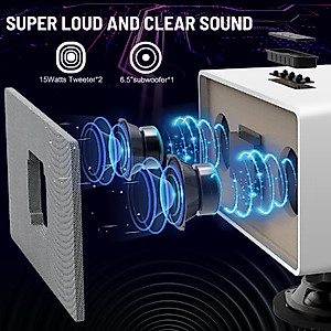 RHM K222 Karaoke Machine, Bluetooth Speaker with 2 UHF Wireless Microphones, 5 Sound Modes, Support Optical, Bluetooth, AUX, USB, PC, Wooden Party Speaker for TV, Home Party, Karaoke, Meeting