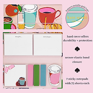 Kate Spade New York Padfolio with 7 Sticky Note Pads, Studying Essentials Set Includes Cute Sticky Notes with 75 Sheets Per Notepad, Rise and Shine