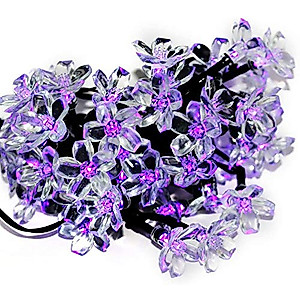 Kyson Solar Fairy String Lights 21ft 50 LED Purple Blossom Decorative Gardens, Lawn, Patio, Christmas Trees, Weddings, Parties