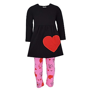 Unique Baby Girls Valentines Day Love Letters Toddler Outfit Legging Set (5 Years, Black)