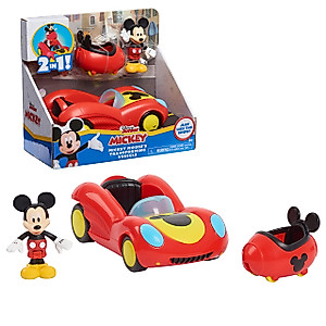 Disney Junior Mickey Mouse Funhouse Transforming Vehicle, Mickey Mouse, Red Toy Car, Preschool, Officially Licensed Kids Toys for Ages 3 Up by Just Play