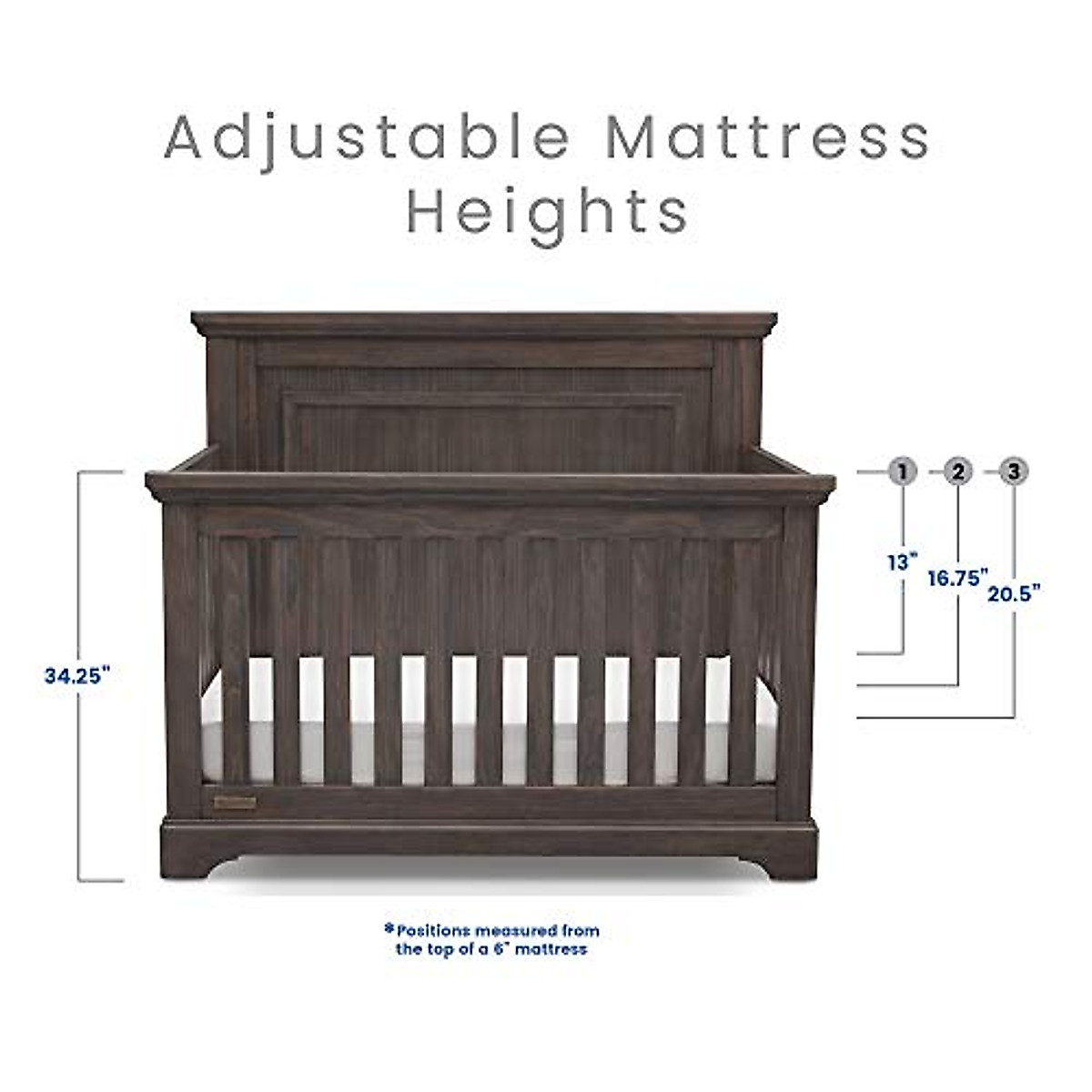 Simmons Kids SlumberTime Paloma 4-in-1 Convertible Crib, Rustic Grey + Serta Perfect Slumber Dual Sided Recycled Fiber Core Crib and Toddler Mattress (Bundle)
