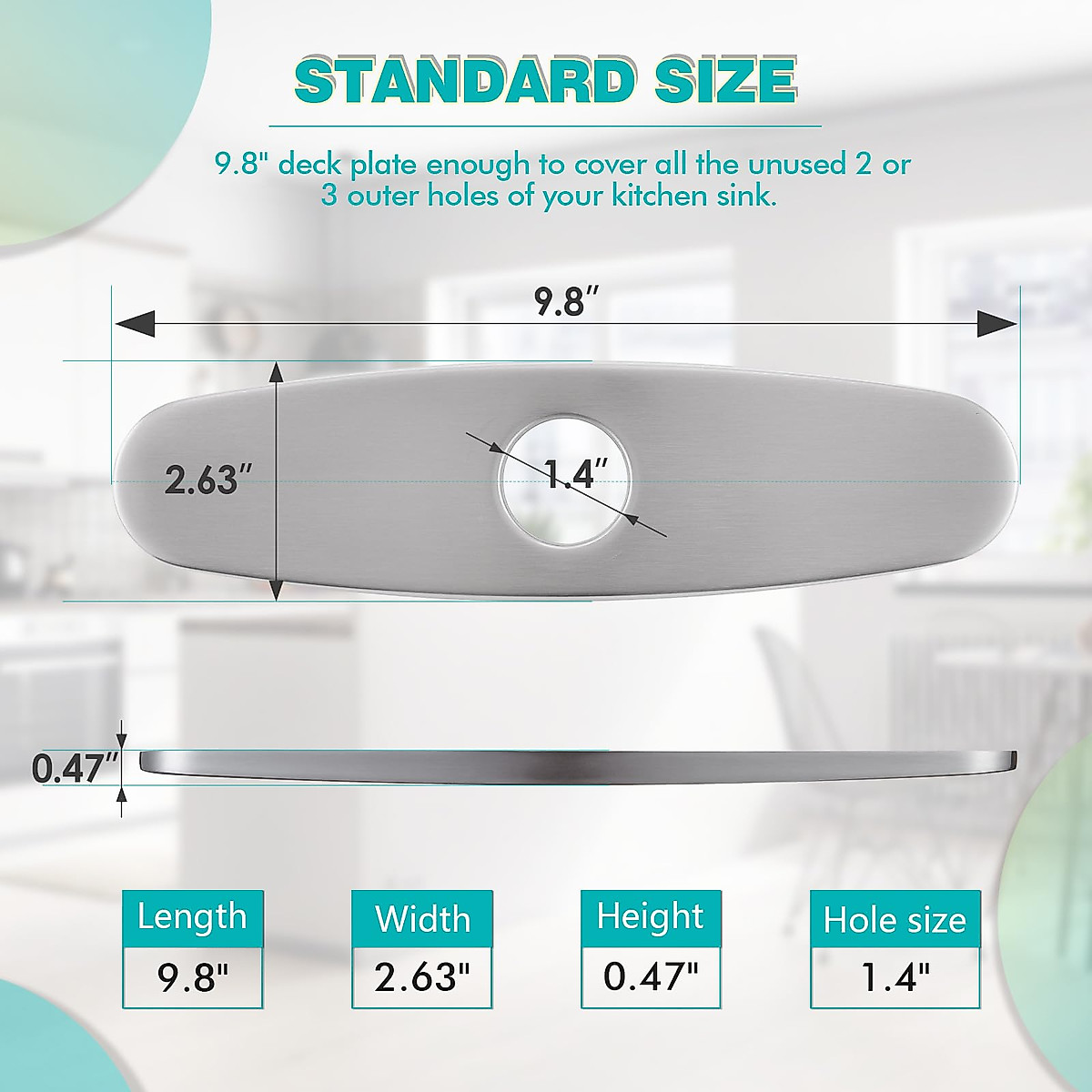 Kicimpro Faucet Plates to Cover Holes Stainless Steel Brushed Nickel Deck Plate for 1 or 3 Hole Bathroom or Kitchen Sink Faucet 9.8 Inch Round Faucet Escutcheons