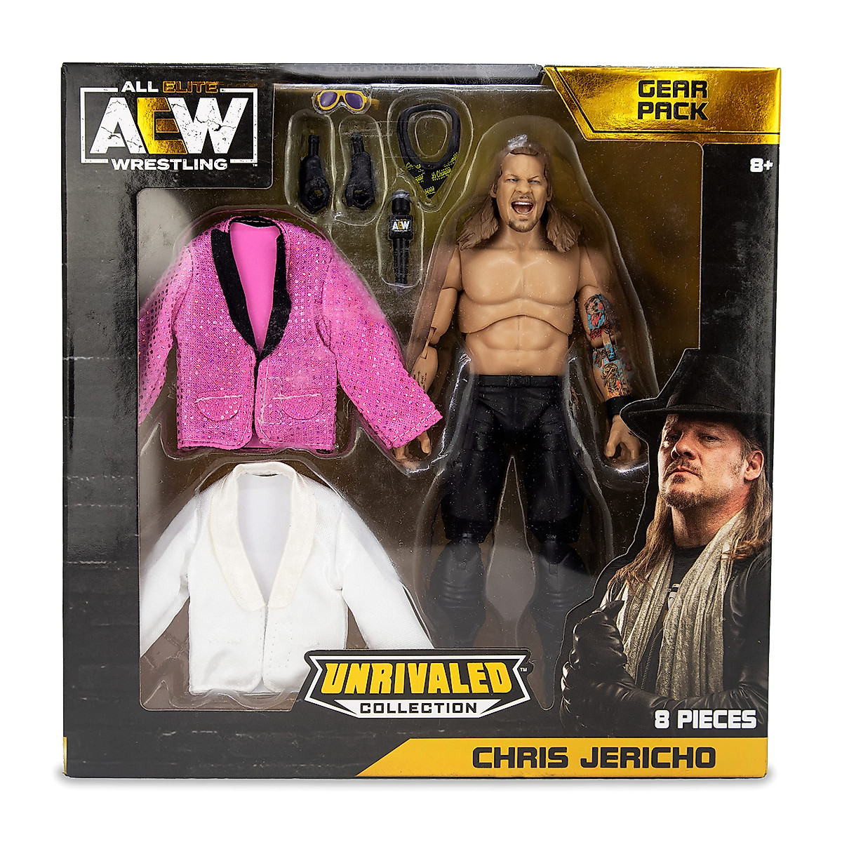All Elite Wrestling Unrivaled Collection Chris Jericho Gear Pack - 6.5-Inch AEW Action Figure - Series 5 - Amazon Exclusive