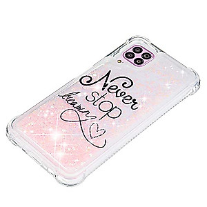 Asdsinfor Huawei P40 Lite Case Fashion Shiny Transparent Soft TPU Creative Cartoon Cute Quicksand with Shiny Flowing Liquid Cover for Huawei P40 Lite Never Stop YB-LS