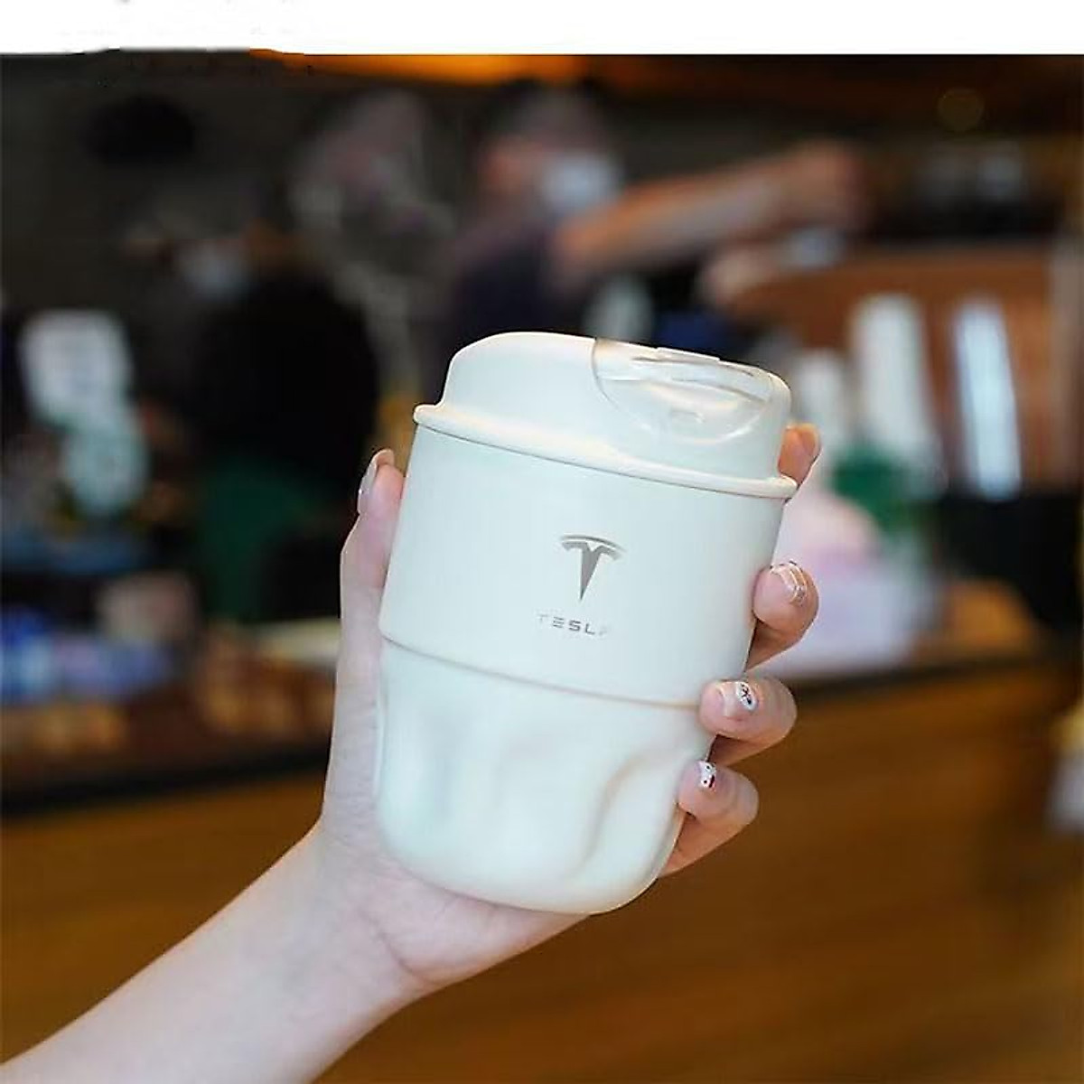 Insulated Coffee Cup for Tesla Model X,Insulated Coffee Tumbler Stainless Steel to Go for Hot/Ice Coffee Tea with Seal Lid nsulated Beverage Containers,White-260ml