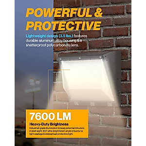 Sunco 80W LED Wall Pack Outdoor Industrial Dimmable Waterproof Commercial Grade Security Warehouse Super Bright Parking Lot, Selectable CCT 3000K/4000K/5000K, 7600 Lumen, AC120-277V
