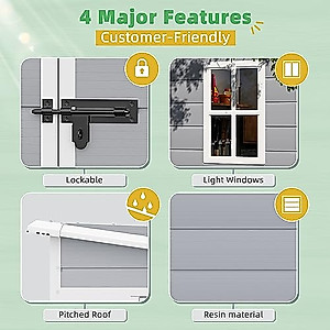 Greesum 5' x 4' Resin Weather Resistant Outdoor Storage Shed for Garden/Backyard/Pool Tool Shed, Light Gray