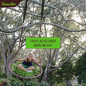 Swurfer Web Tree Swing, Saucer Swing – Tree Swings for Kids Outdoor, Outdoor Swing for Kids, Weather Resistant, Durable Aluminium Frame, Adjustable Rope, Easy Tool Free Assembly, Holds up to 500 lbs