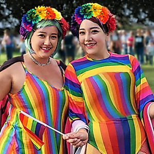 ZLIXING Rainbow Headband Pride Outfits Accessories Women Girls Sunflower Crown Gay Pride Accessories Shirt Stuff for LGBTQ Party Decorations