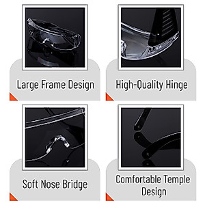 UNCO- Safety Goggles Over Glasses, Protective Goggles, Safety Goggles Anti Fog, Work, Safety Glasses Over