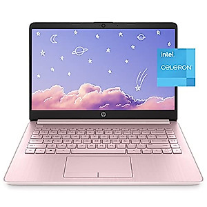 HP Premium 14-inch HD Thin and Light Laptop, Intel Dual-Core Processor, 8GB RAM, 64GB Storage, Long Battery Life, Webcam, Bluetooth, HDMI, Wi-Fi, Pink, Windows 11 + 1 Year Microsoft 365