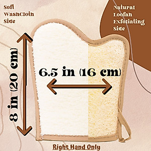 2 Exfoliating Body Scrubber Loofah Mittens Bath Sponge, All-Natural Egyptian Bath & Shower Exfoliating washcloth - Loofa Natural Sponge for Face, Back & Body, Eco Friendly and Biodegradable Loufa